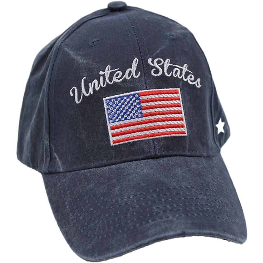 CAP- UNITED STATES AMER. FLAG (WASHED NAVY)
